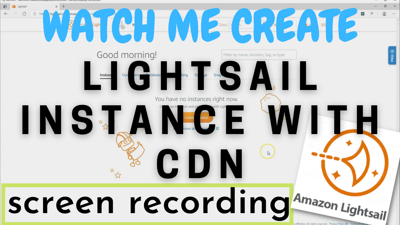 Watch Me Create An Aws Lightsail Wordpress Instance With Cdn Screen Recording Web Hosting 